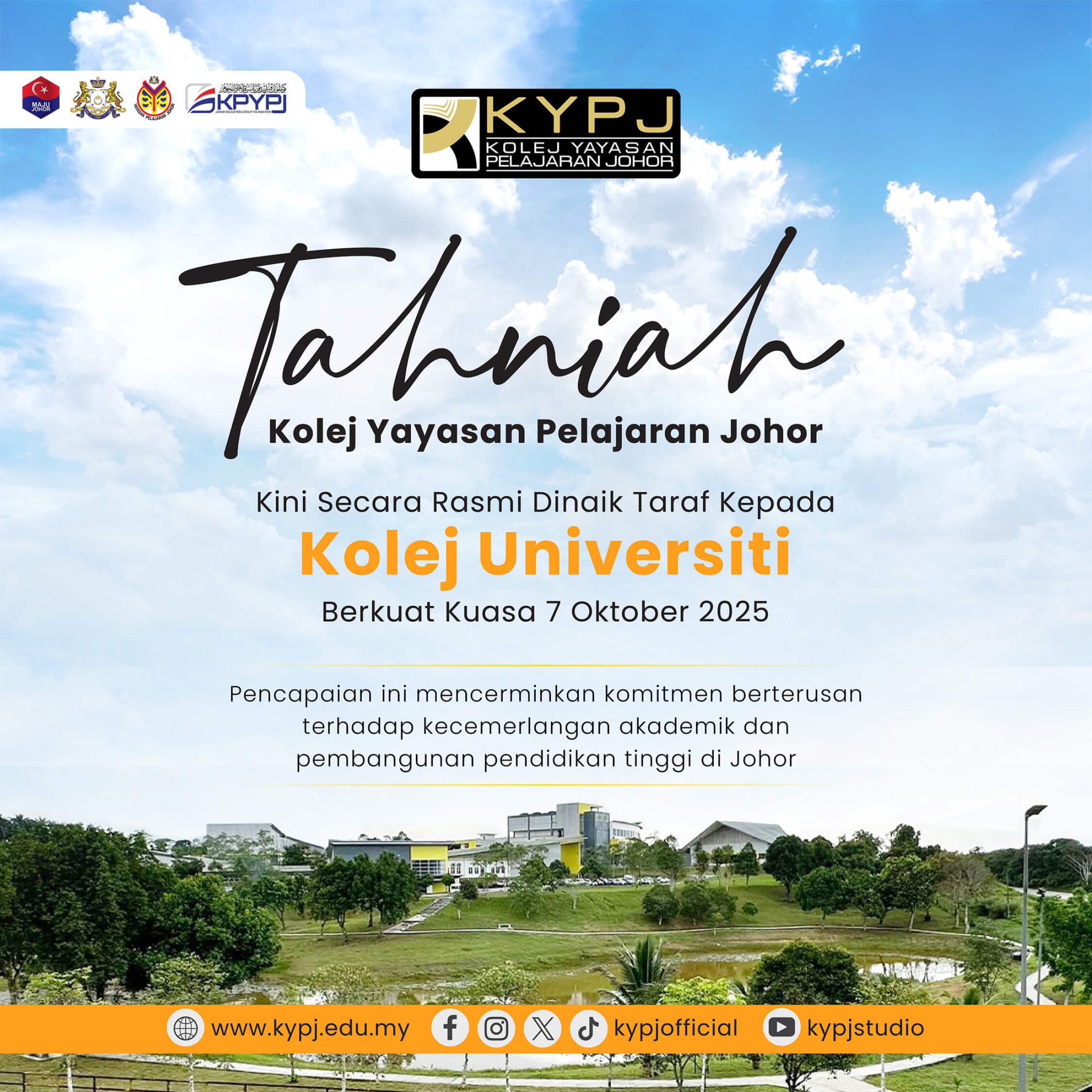 Kolej Universiti Yayasan Pelajaran Johor – Milik Penuh Kerajaan Negeri ...